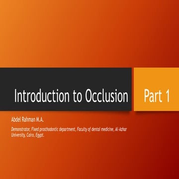 Introduction to occlusion | PPTX