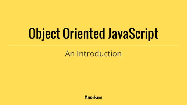 Introduction To Object Oriented Javascript Ppt
