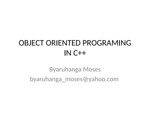 Introduction To Oop Lect 1ppt Object Oriented Programming Ppt
