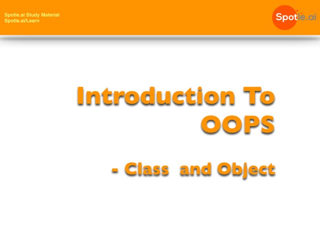 Introduction To OOPS - Class And Object | PDF Introduction To OOPS - Class And Object | PDF