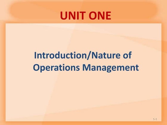 Introduction to operations management | PPT | Business | Business and Finance