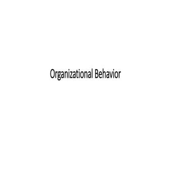 Introduction to Organizational Behavior, details | PPT