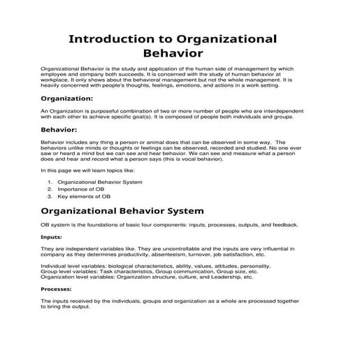 Introduction to Organizational Behavior.docx