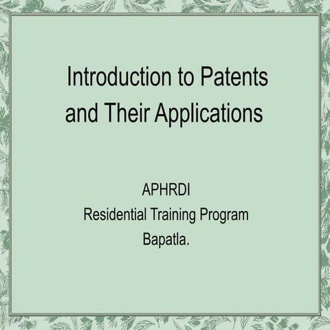 Introduction to patents | PPT