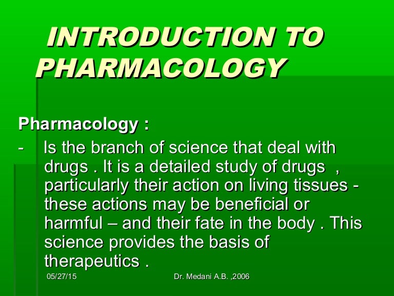 Introduction to pharmacology