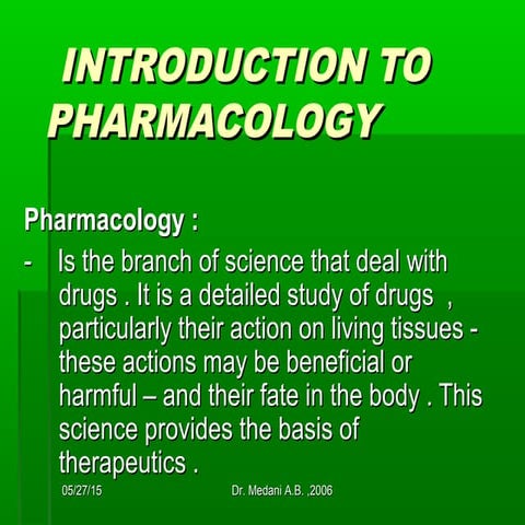 Introduction to pharmacology | PPT