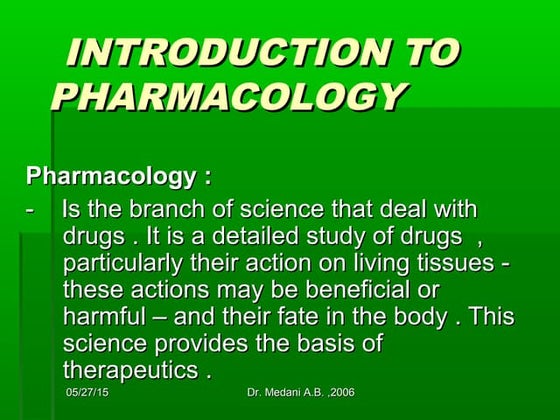 Introduction to pharmacology | PPT