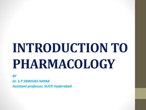 Introduction to Pharmacology | PPT