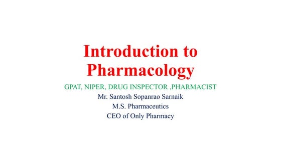 introduction to pharmacology | PPT