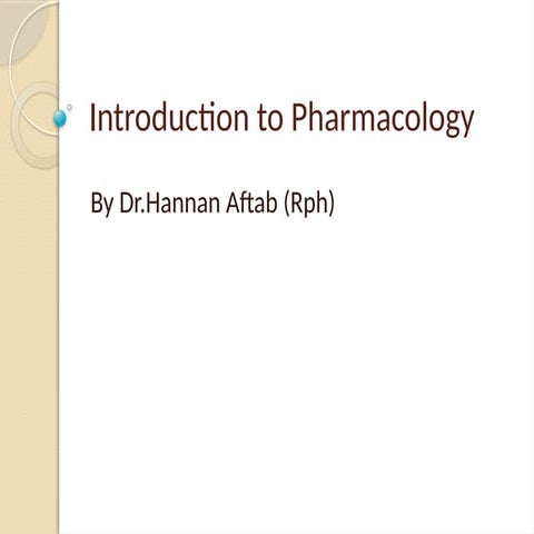 Introduction to Pharmacology chapter#001 | PPT