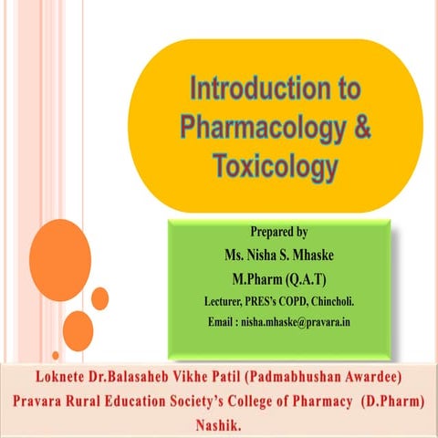 Introduction to Pharmacology & Toxicology | PPTX