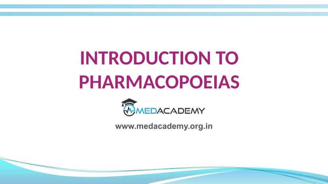 Indian Pharmacopoeia, BP, USP and Extra Pharmacopoeias | PPTX