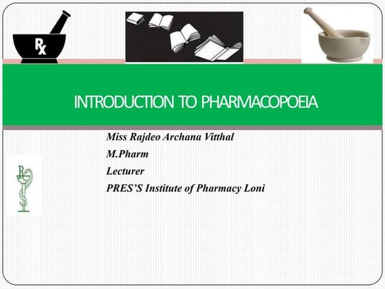 Indian Pharmacopoeia, BP, USP and Extra Pharmacopoeias | PPTX ...