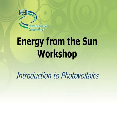 Introduction to photovoltaics powerpoint | PPTX | Technology & Computing