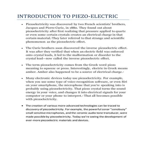 Introduction to piezo-electric | DOCX