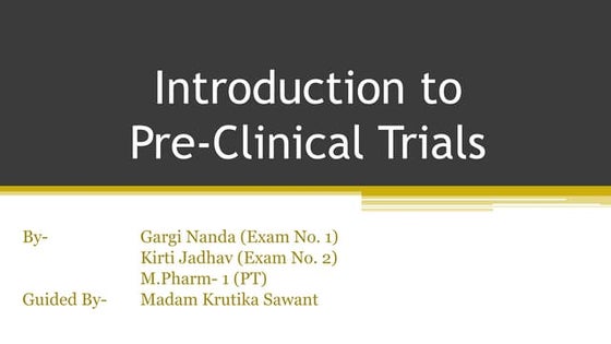Pre Clinical Studies | PPTX