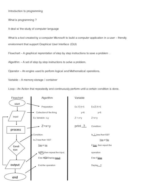 Introduction to-programming | DOCX | Programming Languages | Computing
