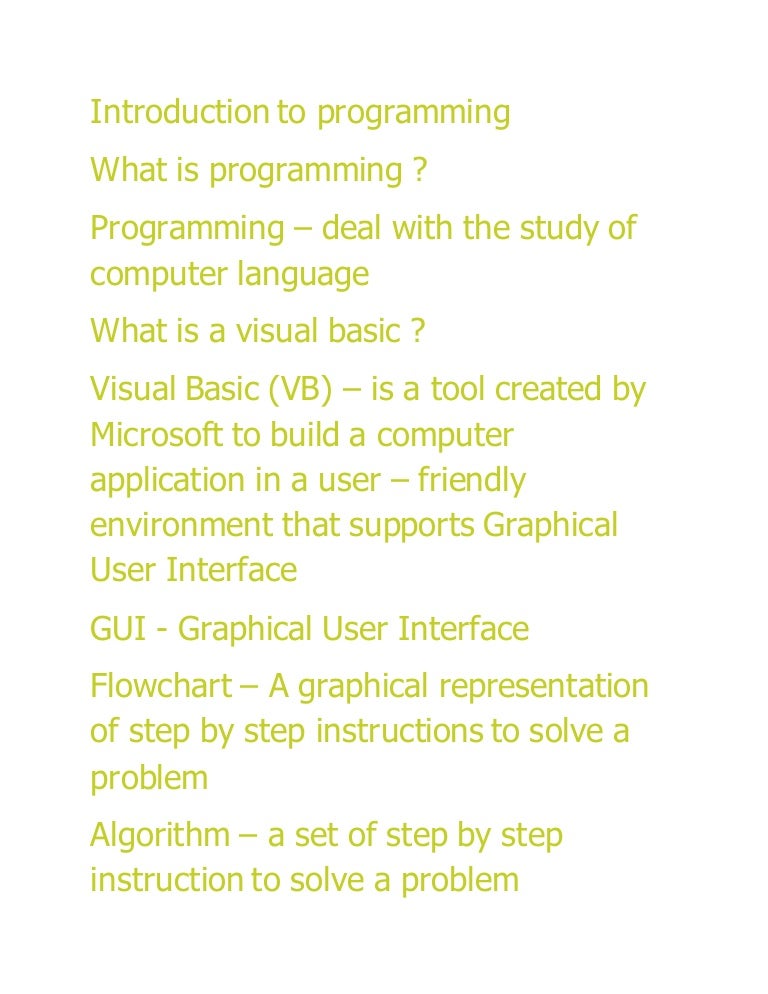 Introduction to programming