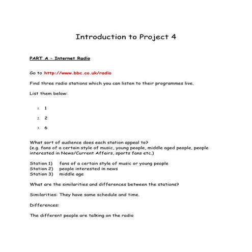 Introduction to project 4 | PDF