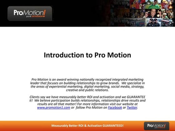 Pro Motion, Inc. presentations