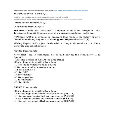 Introduction to pspice a_d | PDF