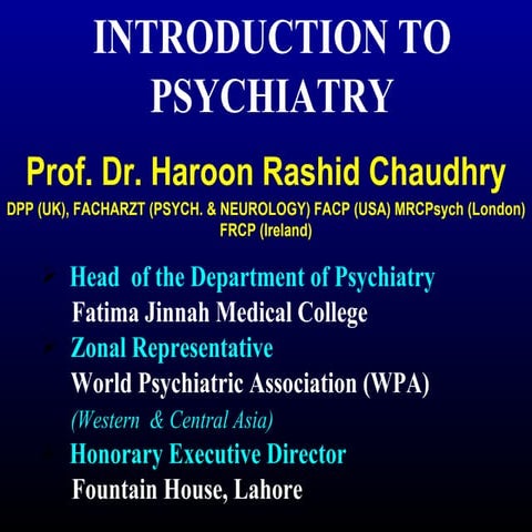 Introduction to psychiatry | PPT