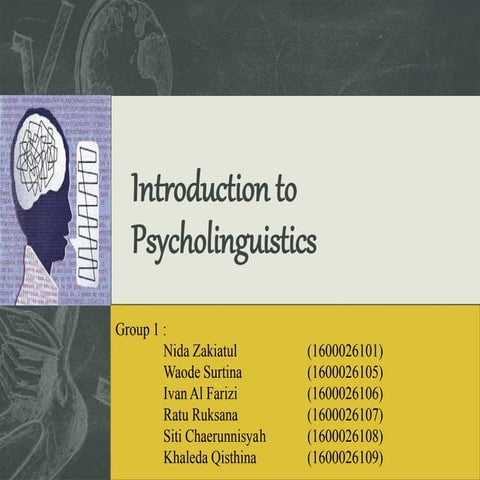 Introduction To Psycholinguistics Ppt