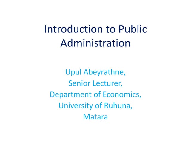 Introduction to Public Administration | PPT