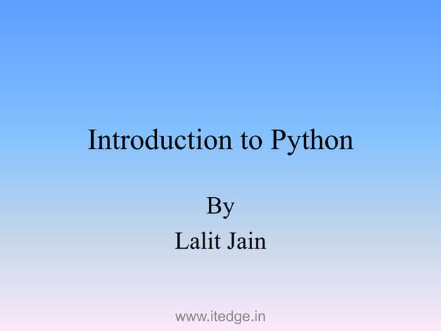 Introduction To Python For Dummies Ppt