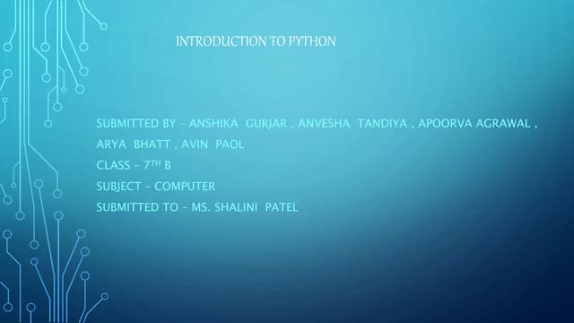 Introduction To Pythonpptx Programming Languages Computing