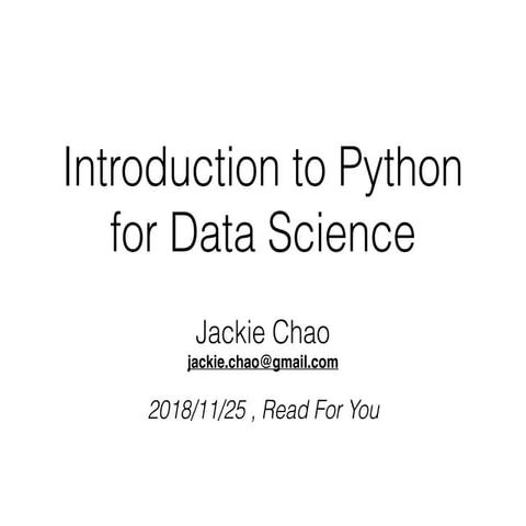 Introduction To Python For Data Science Ppt