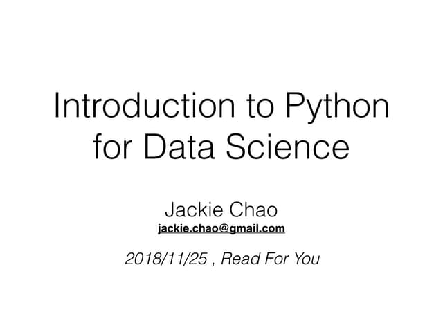 Introduction To Python For Data Science Ppt