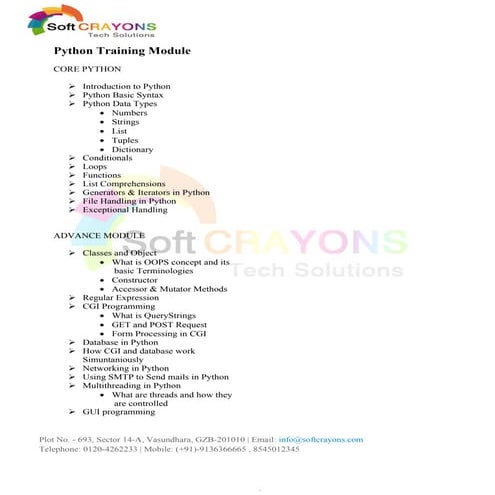 Python Training Institute, Ghaziabad | PDF