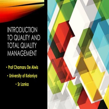 Introduction to quality and total quality management1 | PDF