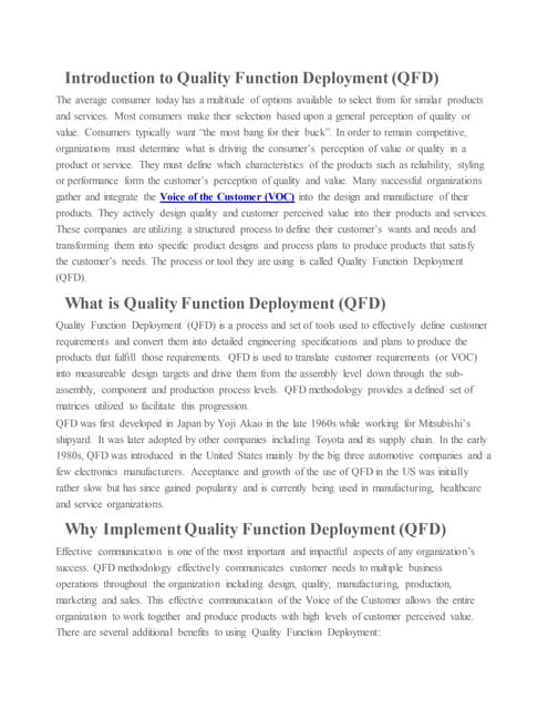 House of Quality matrix of washing machine | PPTX