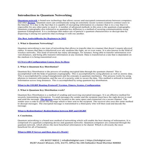 Introduction To Quantum Networking Pdf