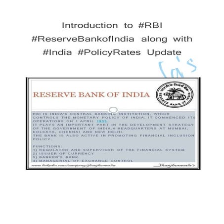 Introduction to #rbi #reserve bankofindia along with #india # ...