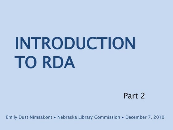 Introduction to RDA Part 3 | PPTX | Databases | Computer Software and Applications