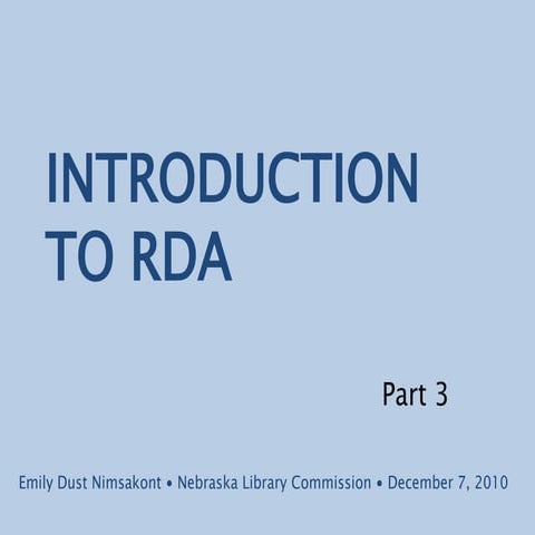 Introduction to RDA Part 3 | PPTX | Databases | Computer Software and Applications