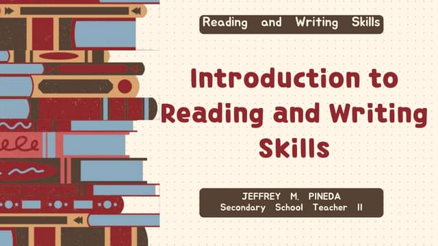 Reading and writing presentation | PPTX | Education
