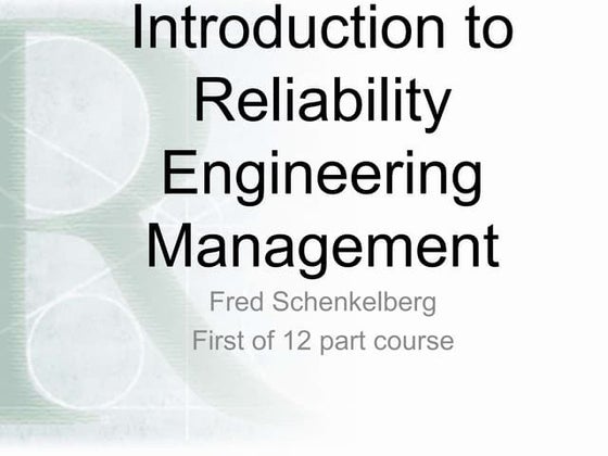 Reliability Engineering Management course flyer | PDF