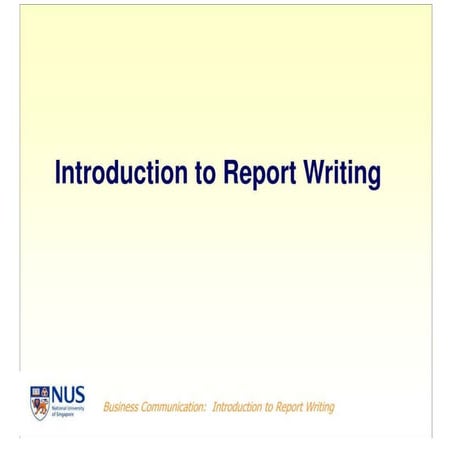 Introduction To Report Writing | PDF