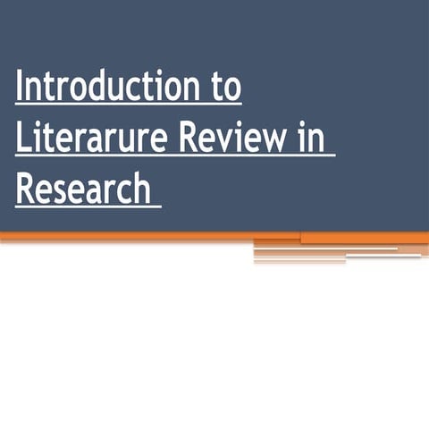 Introduction to Research and Literature Review | PPTX