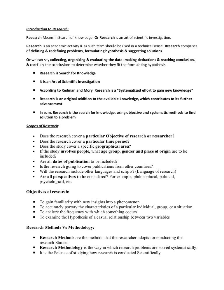 Introduction To Research