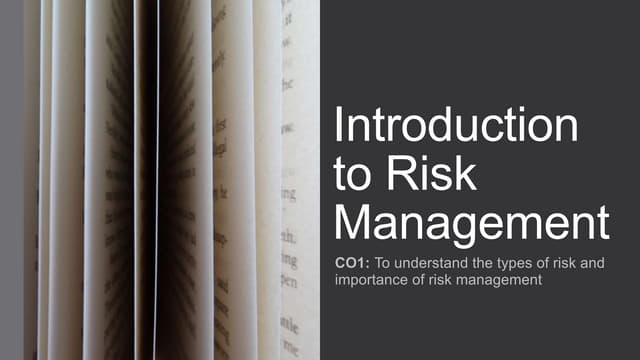 Chapter1 introduction to risk management | PPTX