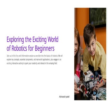 Introduction to Robotics where robotics use | PPTX