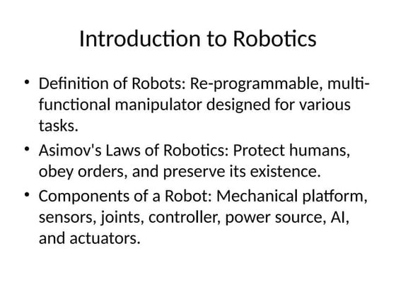 Introductiontoroboticsintroductiontorobotics Ppt