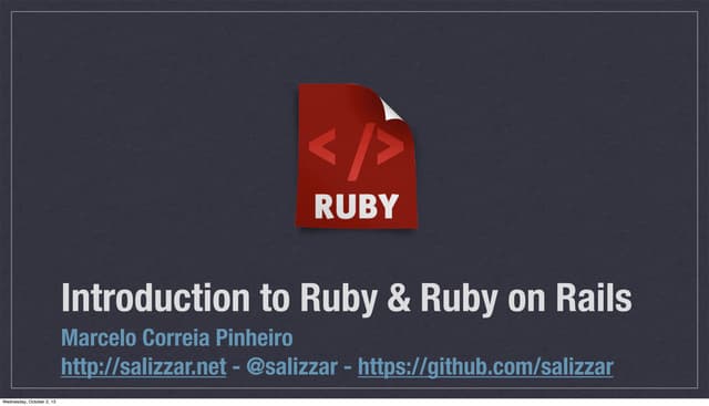 Introduction To Ruby And Ruby On Rails Ppt