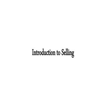 Introduction to sales | PPT