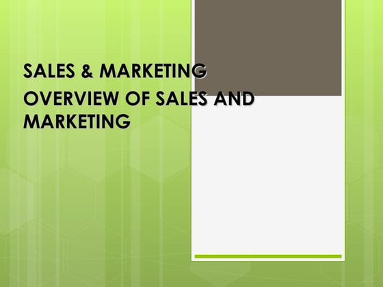 Introduction to sales & marketing | PPT
